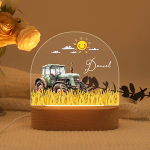 Personalized Tractor Night Light, Custom Name Night Light, Farming Boys ...