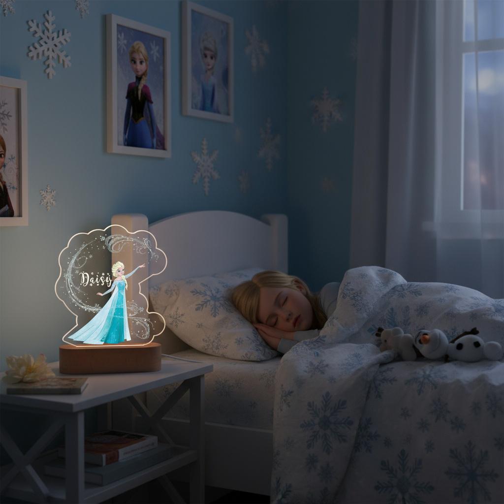 Custom Frozen Elsa Night Light With Name, Personalized Light for Girl ...