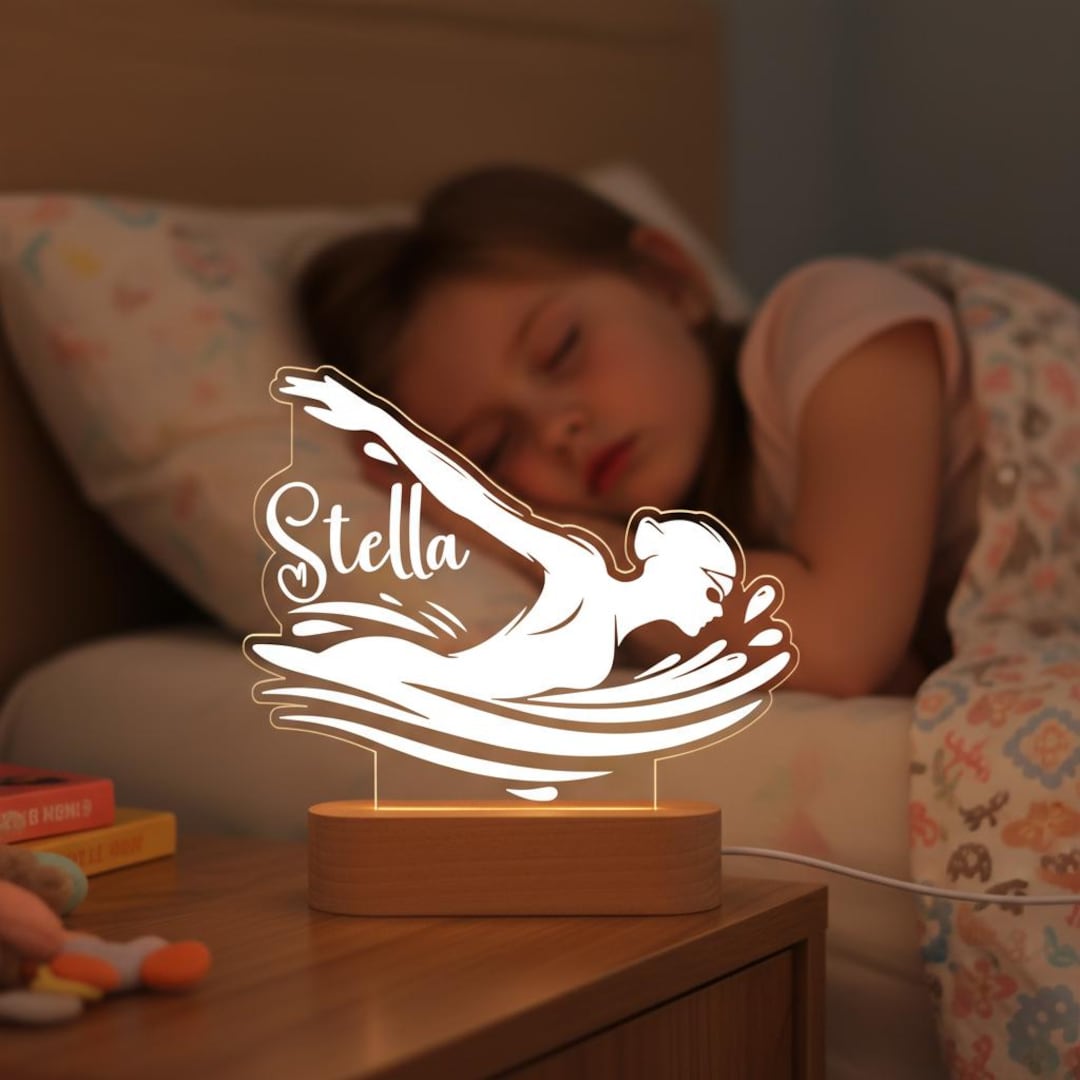 Custom Swimming Night Light With Name, Personalized Night Light for ...