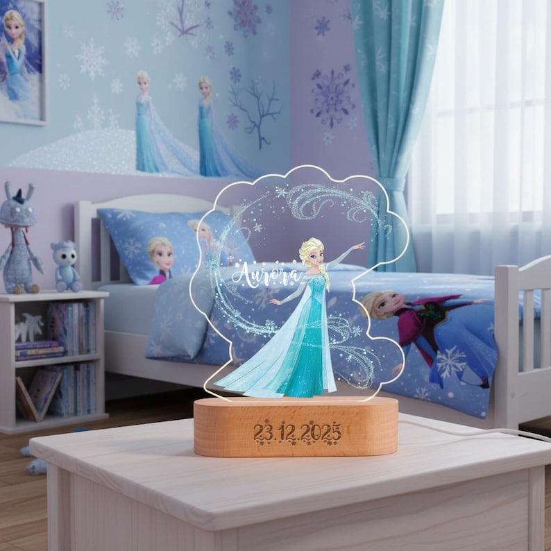 Custom Frozen Elsa Night Light With Name, Personalized Light for Girl ...