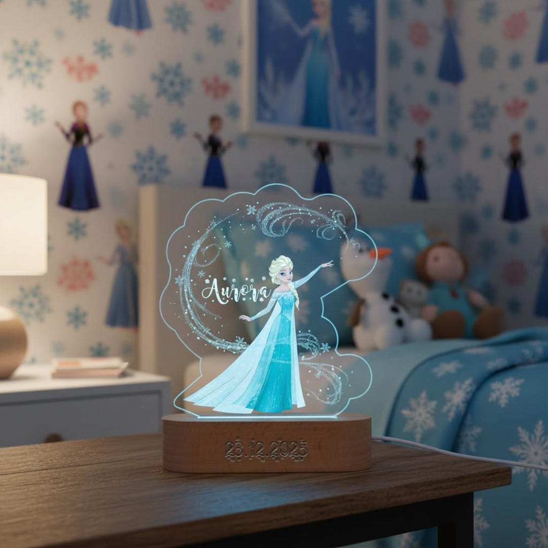 Custom Frozen Elsa Night Light With Name, Personalized Light for Girl ...