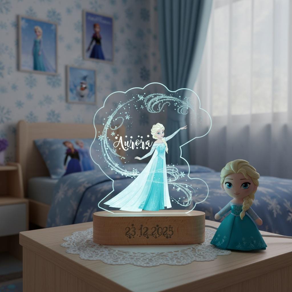 Custom Frozen Elsa Night Light With Name, Personalized Light for Girl ...