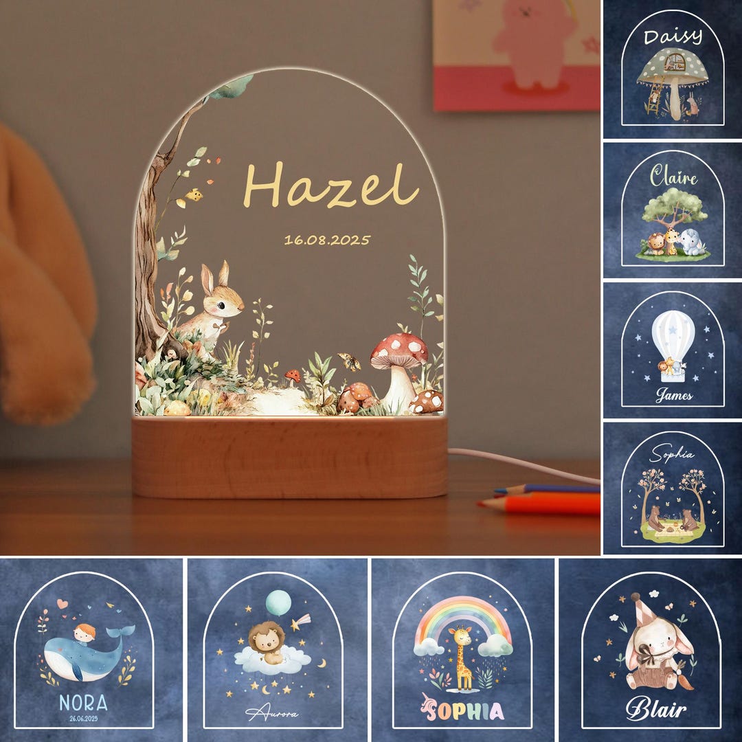 Custom Cute Animal Night Light With Name, Personalized Night Light for ...