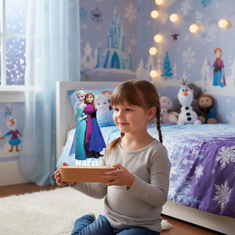 Custom Frozen Elsa Night Light With Name, Personalized Light for Girl ...
