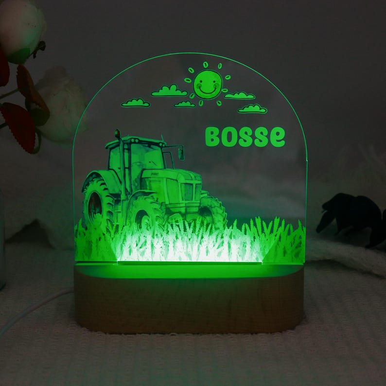 Personalized Tractor Night Light, Custom Name Night Light, Farming Boys ...