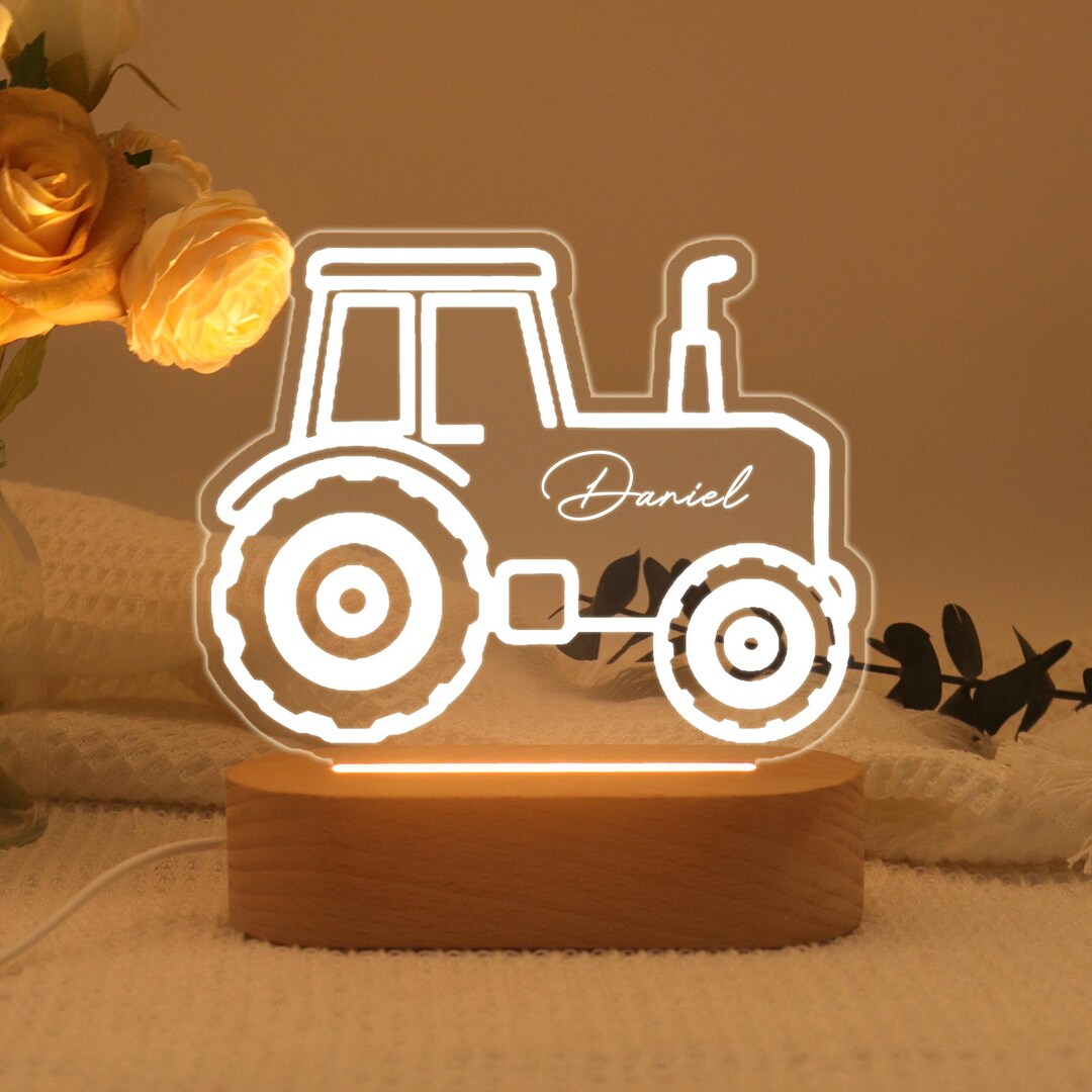 Personalized Tractor Night Light, Custom Name Night Light, Farming Boys ...