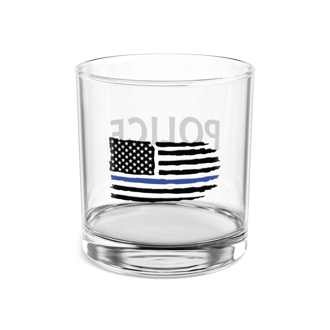 Thin Blue Line Rocks Glass, 10oz Police Officer Gift, Memorial Day ...