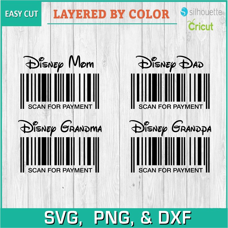 Mickey Minnie, Bar Code, Dland - Silhouettes Digital Download, SVG, PNG ...