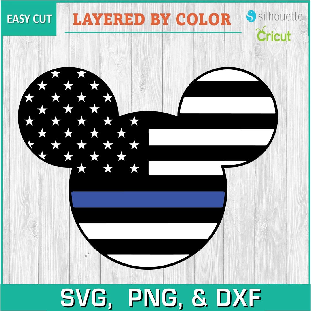 Mickey Thin Blue Line Flag, Mickey Police Blue - Silhouettes Digital ...