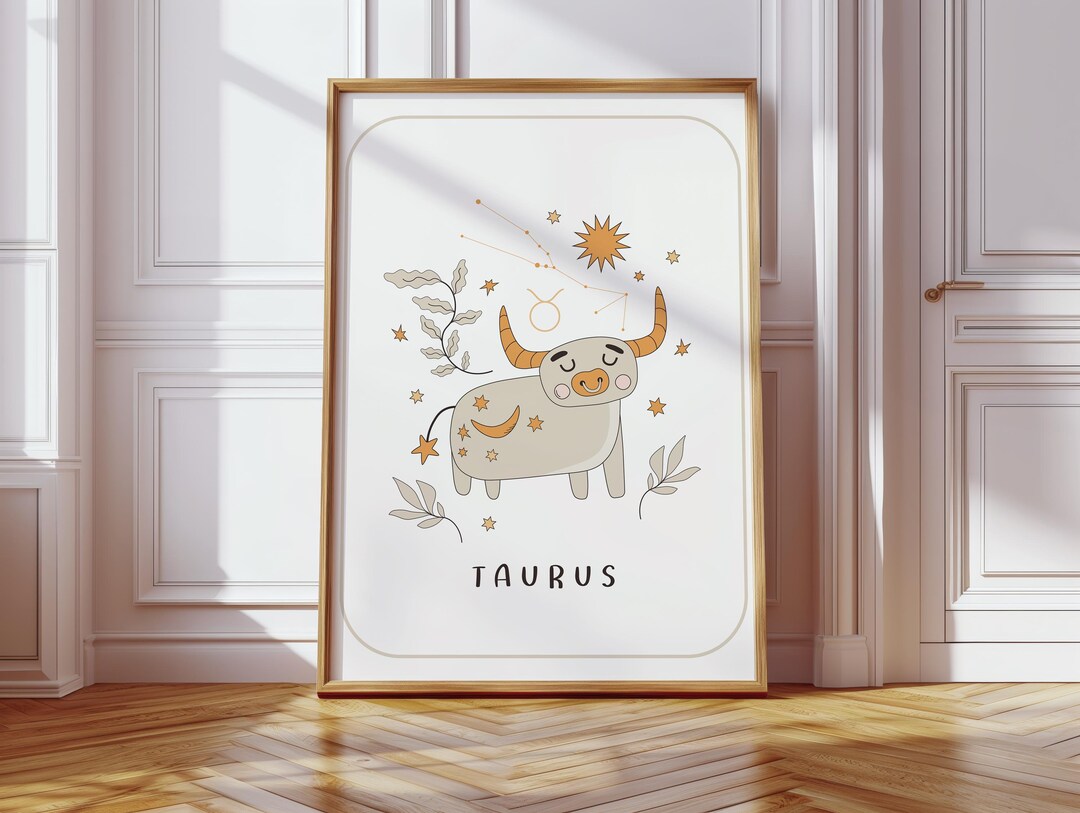 Taurus Zodiac Sign Wall Art | Nursery & Kids' Room Art | Astrology ...