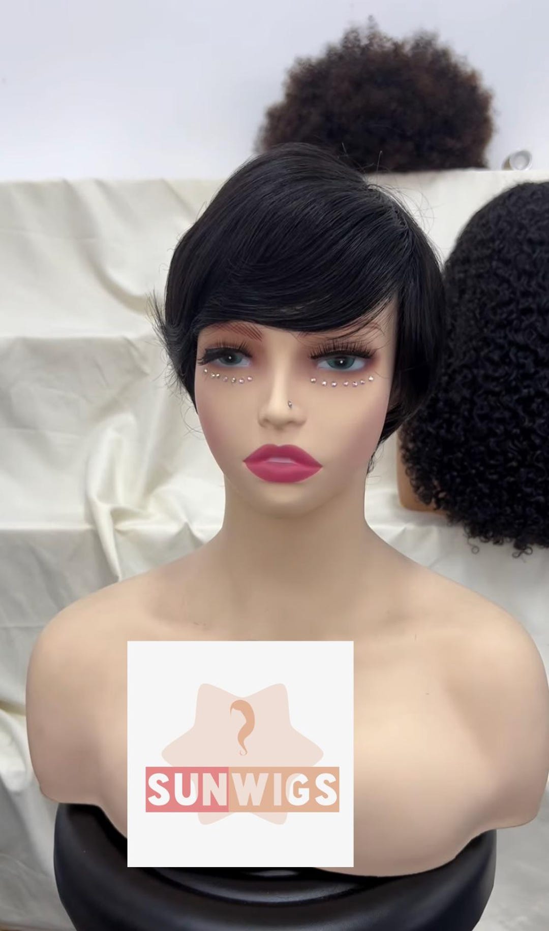 100%human Hair Pixie Short Full Cap Wig With Bangs Black Natural ...