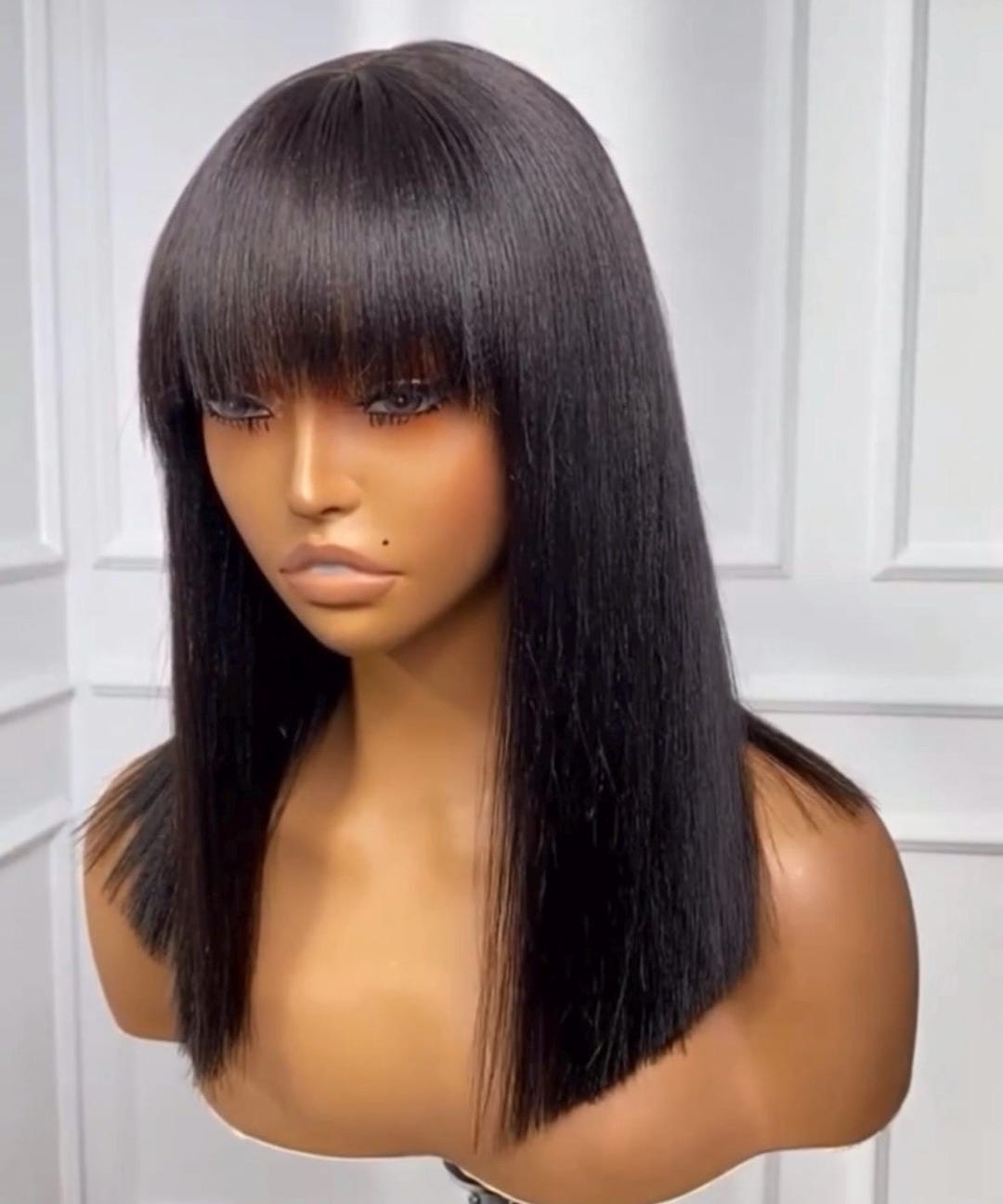 Fringe Bob Wig Human Hair With Bangs 4x4 Closure Wig HD Lace Glueless ...