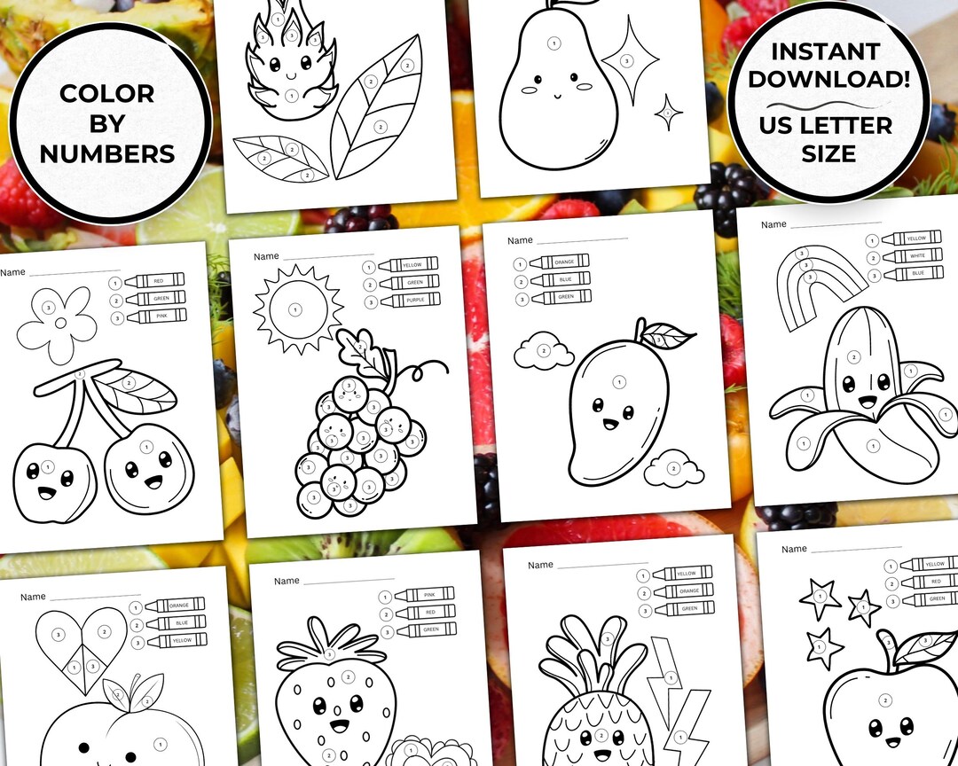 Kawaii Coloring Pages | Cute Food Color by Number | Easy Printable ...
