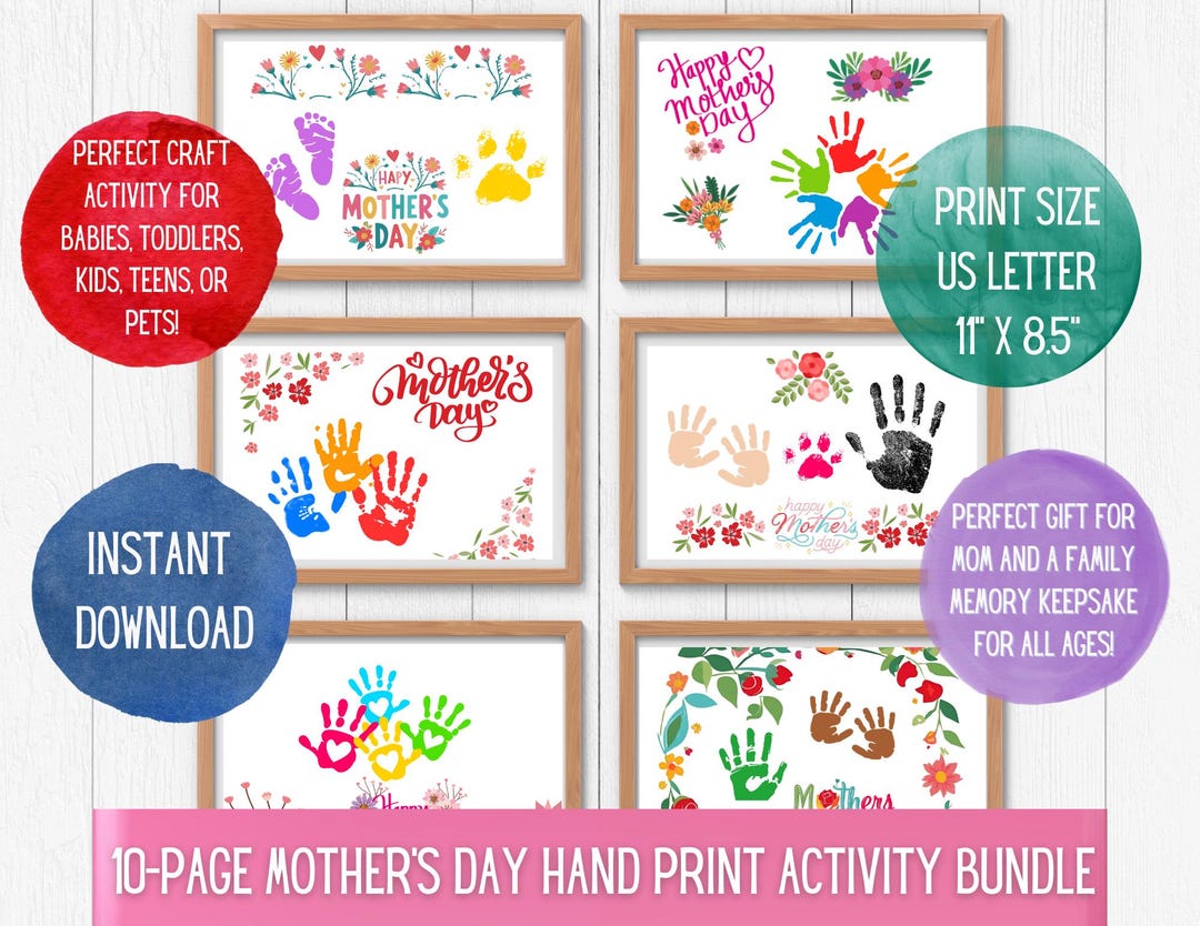 Happy Mother's Day Handprint Art Craft Footprint Family Activity Kids ...
