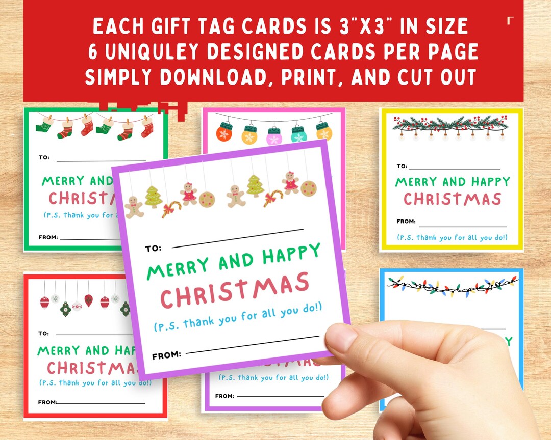 Printable Christmas Gift Tag, Thank You Gift Tag, Appreciative Gift Tag ...