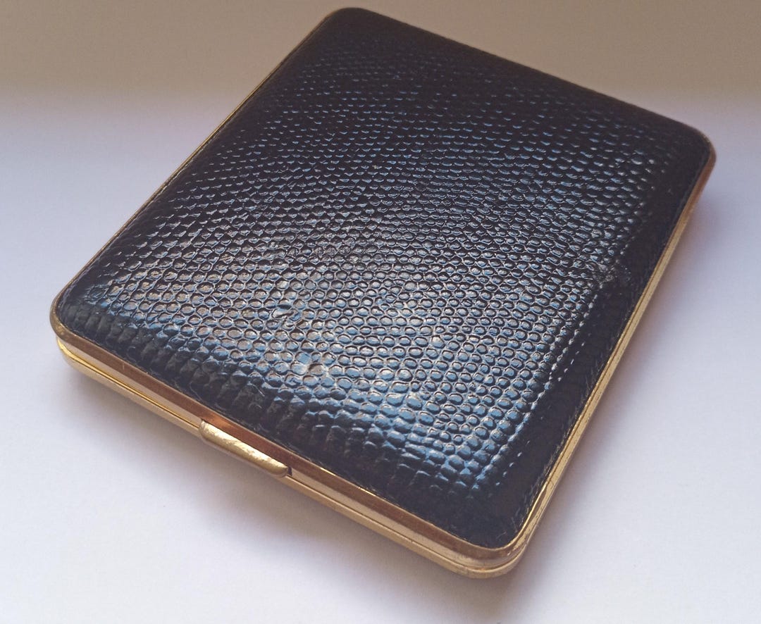 Vintage Black Embossed Leather Cigarette Case Made in Germany - Etsy