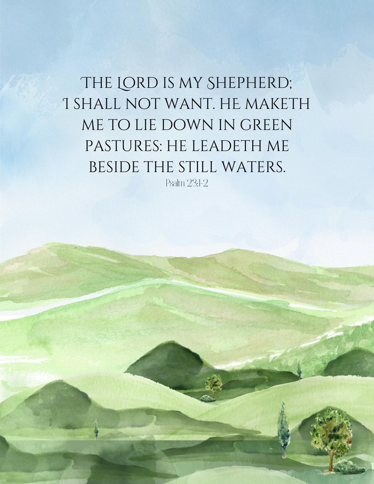 The Good Shepherd Psalm 23 Watercolour Printable Download - Etsy