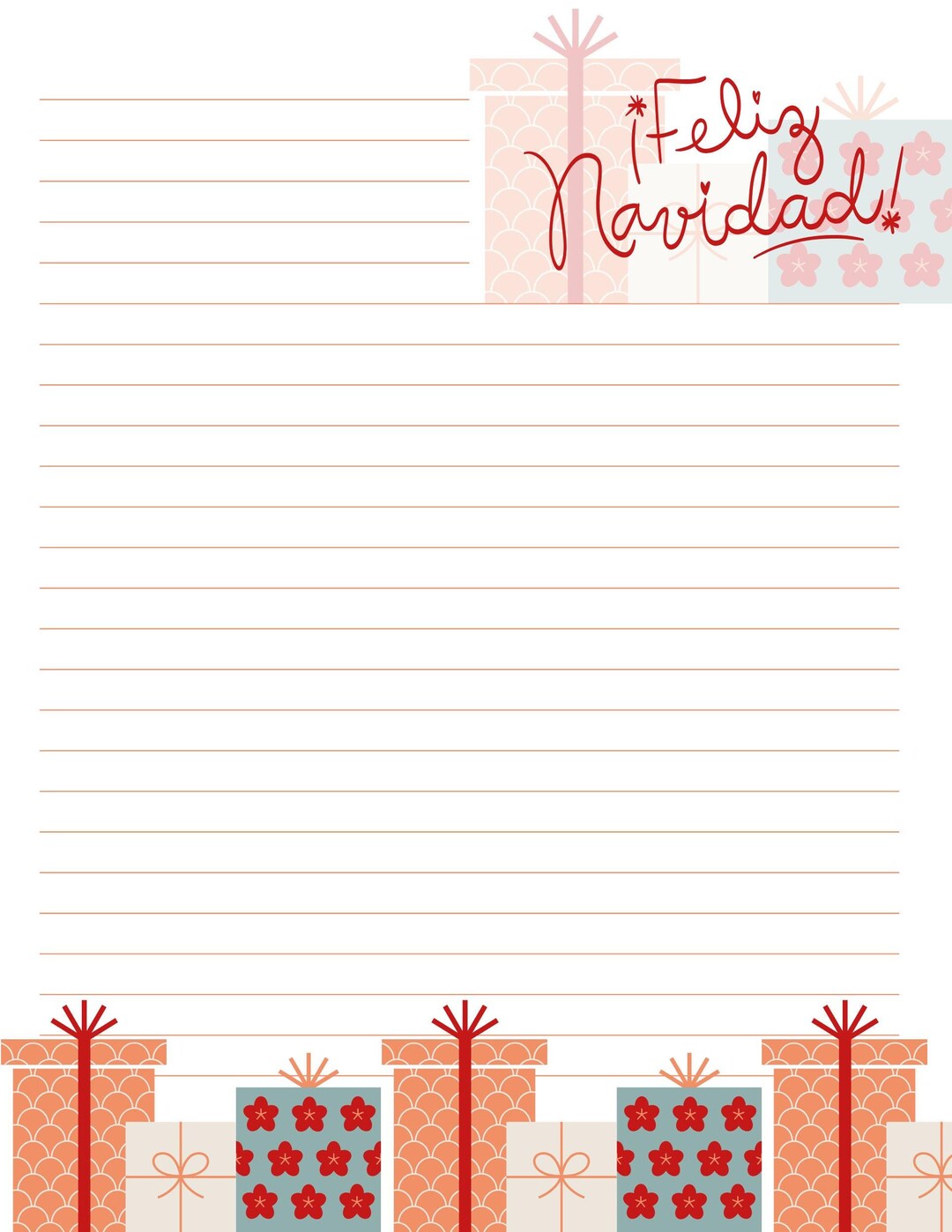 Feliz Navidad Christmas Letter, Winter Stationary, Pdf, Printable ...