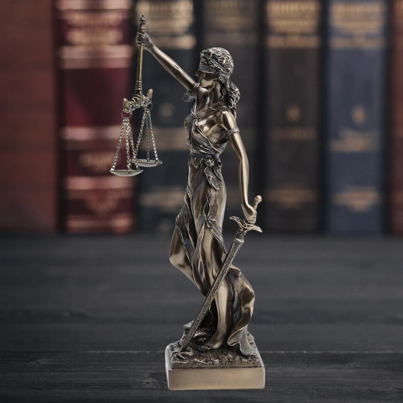 13" Blind Lady Justice Holding Scale Resin Sculpture Bronze Finish ...