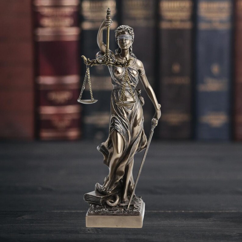13" Blind Lady Justice Holding Scale Resin Sculpture Bronze Finish ...