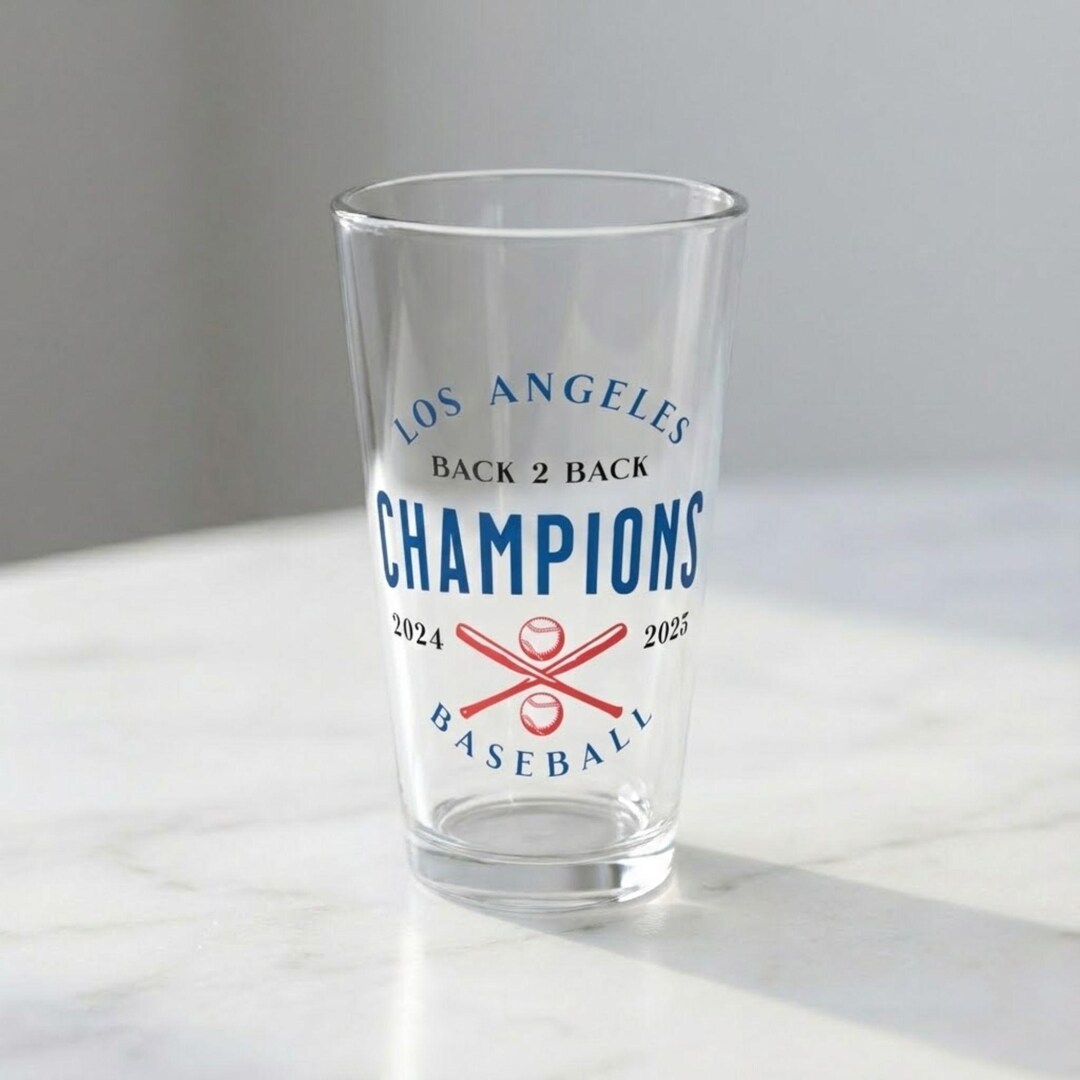 Back to Back LA Baseball Champions Pint Glass, 16oz - Etsy