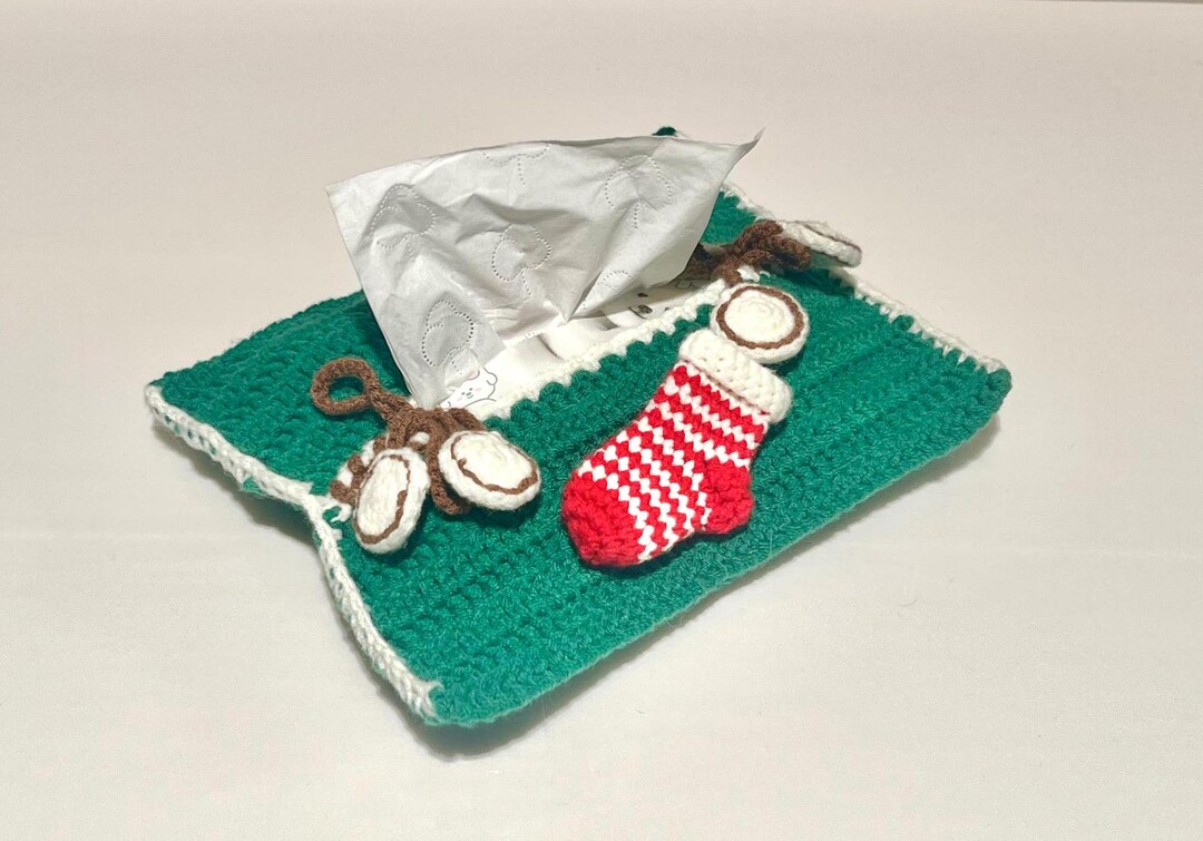 Christmas Tissue Box Cover, Crochet Lovely Tissue Box Cover, Knitted ...
