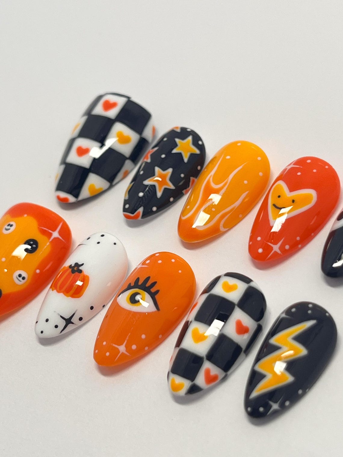 Alternative Style Hand Painted Fall Nails - Etsy
