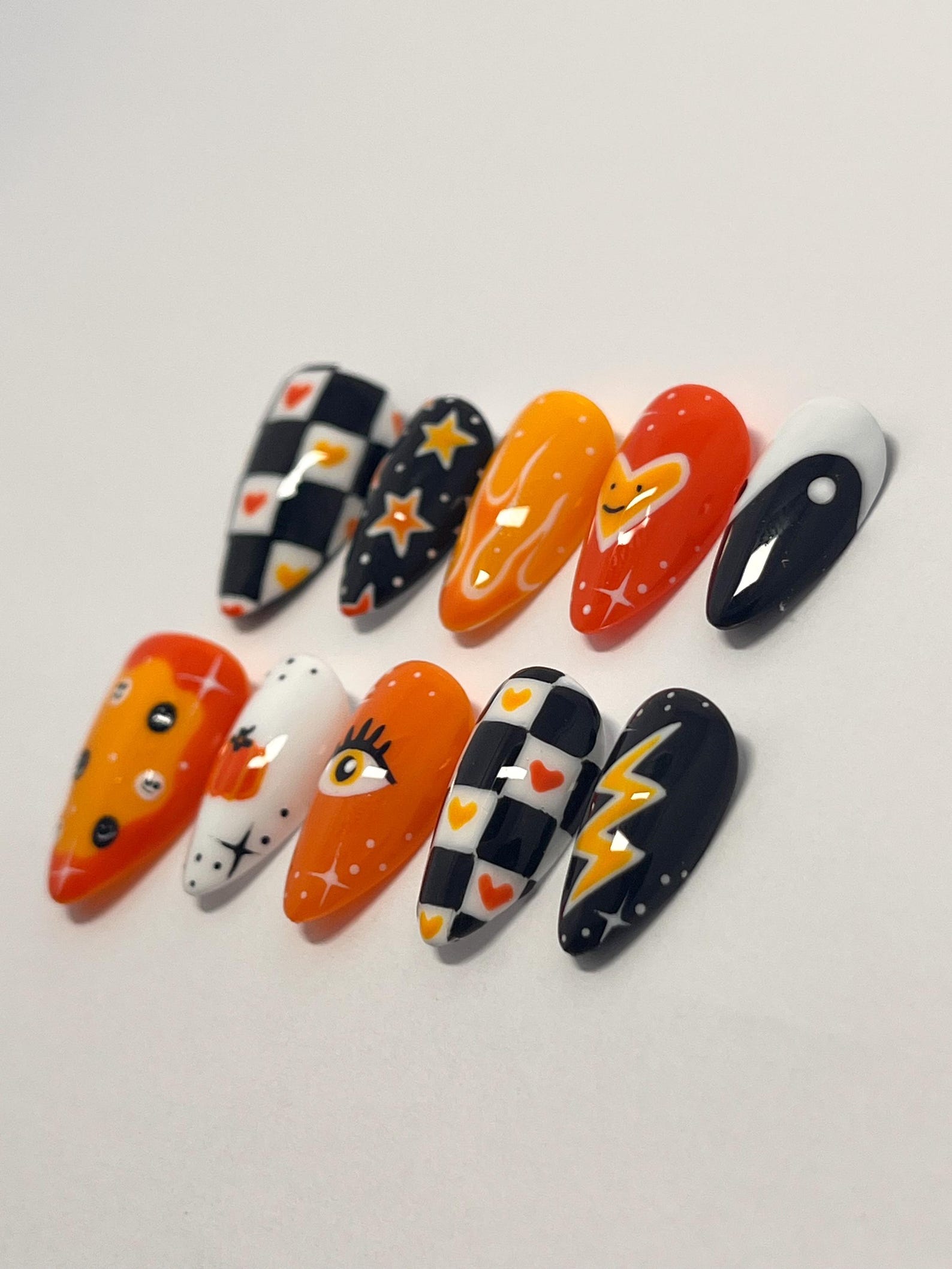 Alternative Style Hand Painted Fall Nails - Etsy