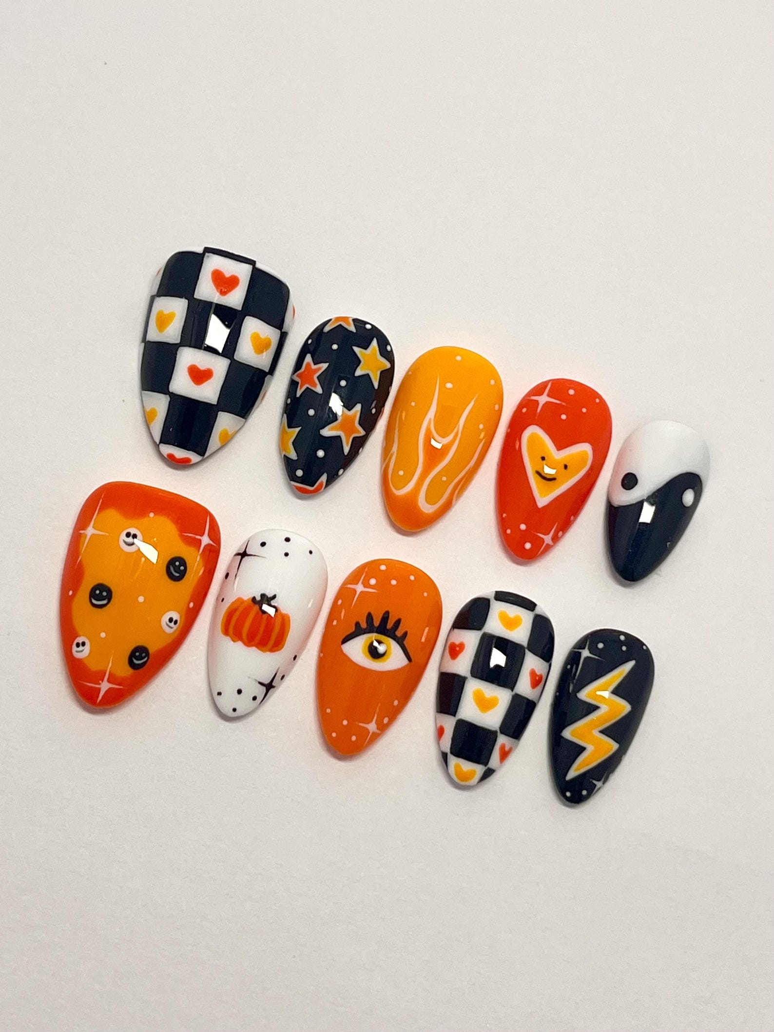 Alternative Style Hand Painted Fall Nails - Etsy