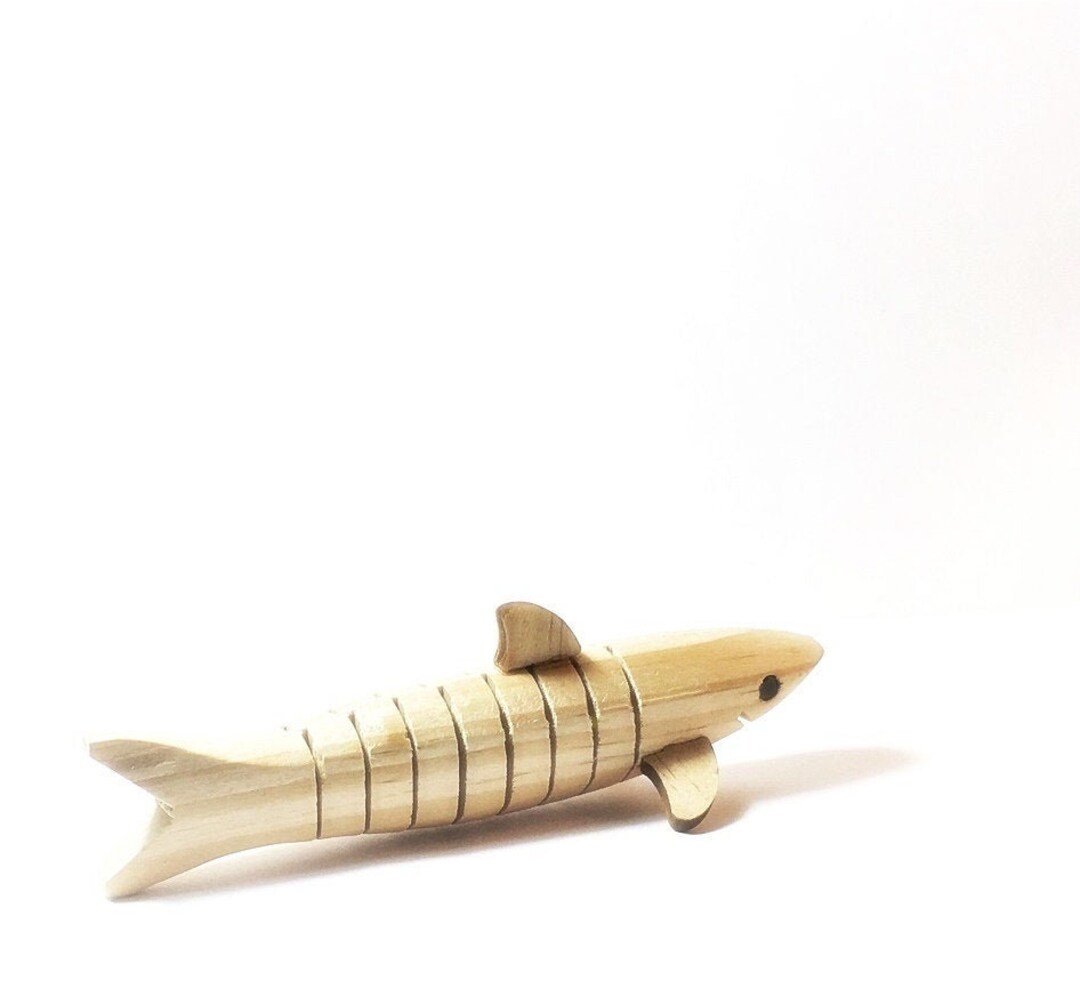 Unfinished Pine Wood Shark Figurine , Wooden Shark for Crafting, Home ...