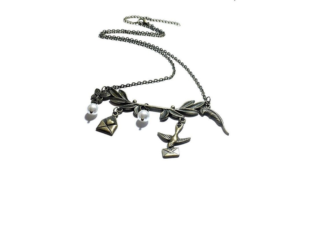 Brass Branch Pendant, Crystal Pearls, Brass Charms, Boho Jewelry ...