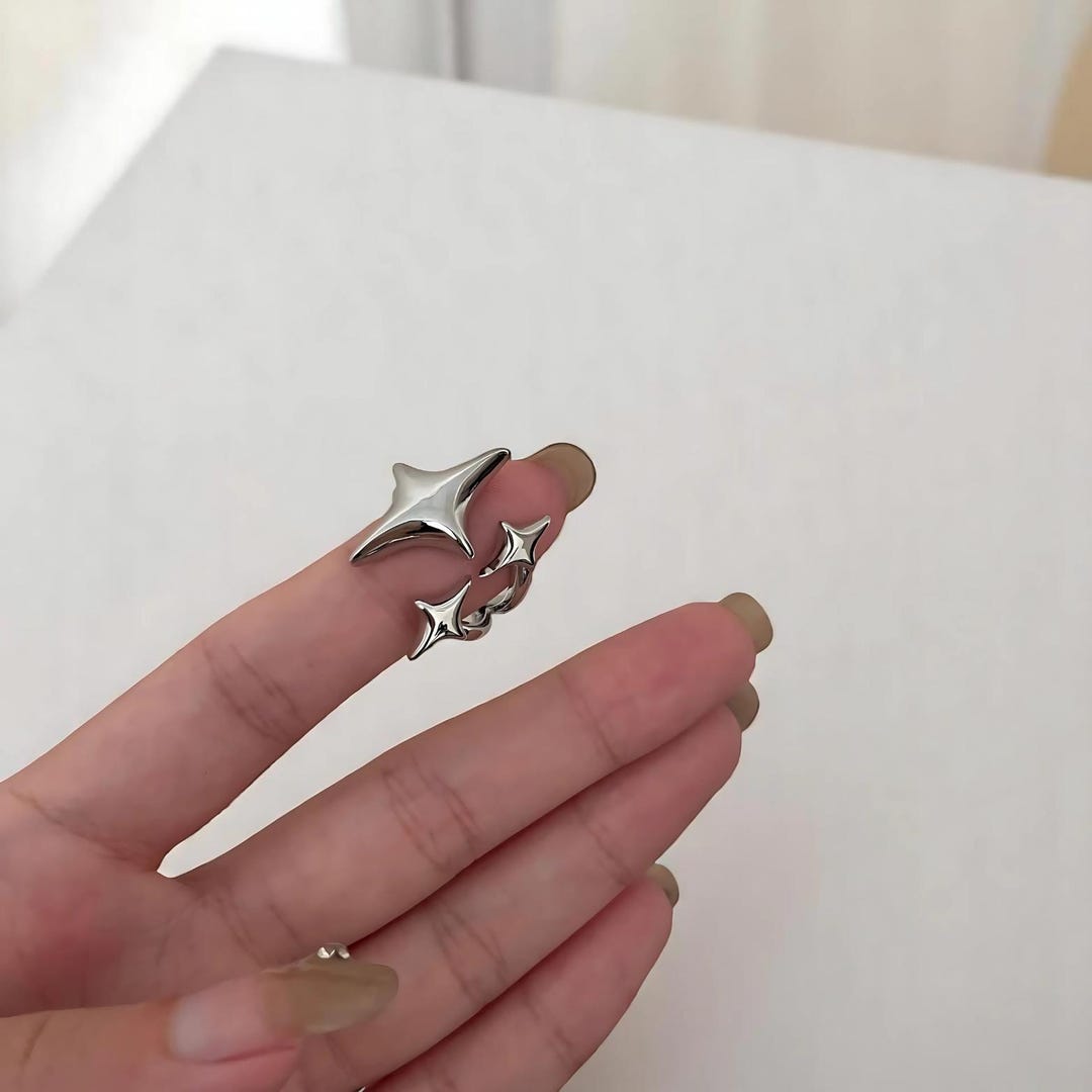 Y2k Star Open Ring Silver Star Ring Irregular Star Ring Unique ...