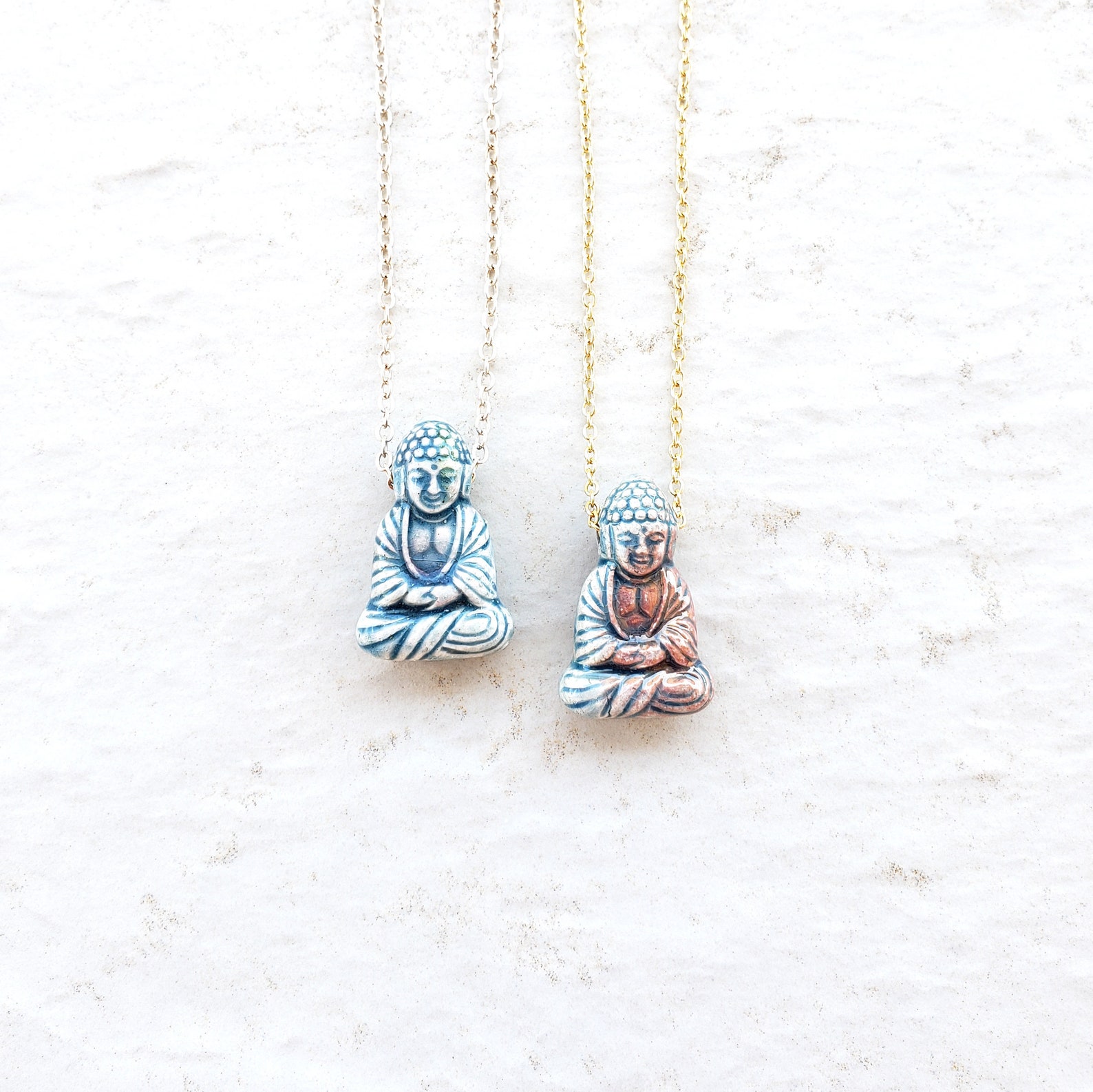 Boho Buddha Necklace Spiritual Buddhism Blue Oriental Bead - Etsy