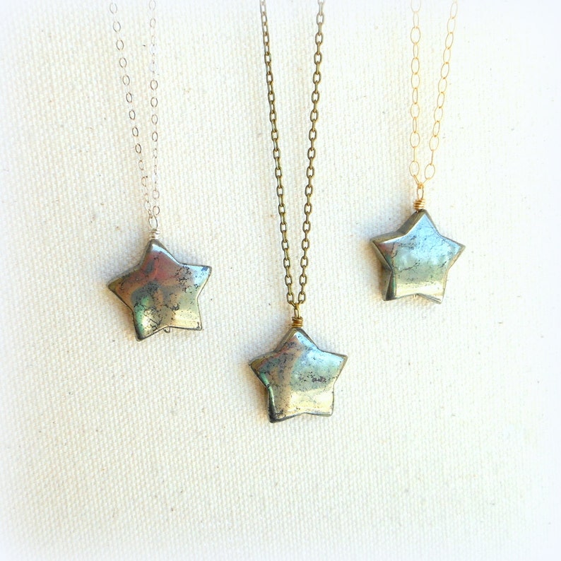 Pyrite Star Necklace Celestial Jewelry Gemstone Star Pagan - Etsy