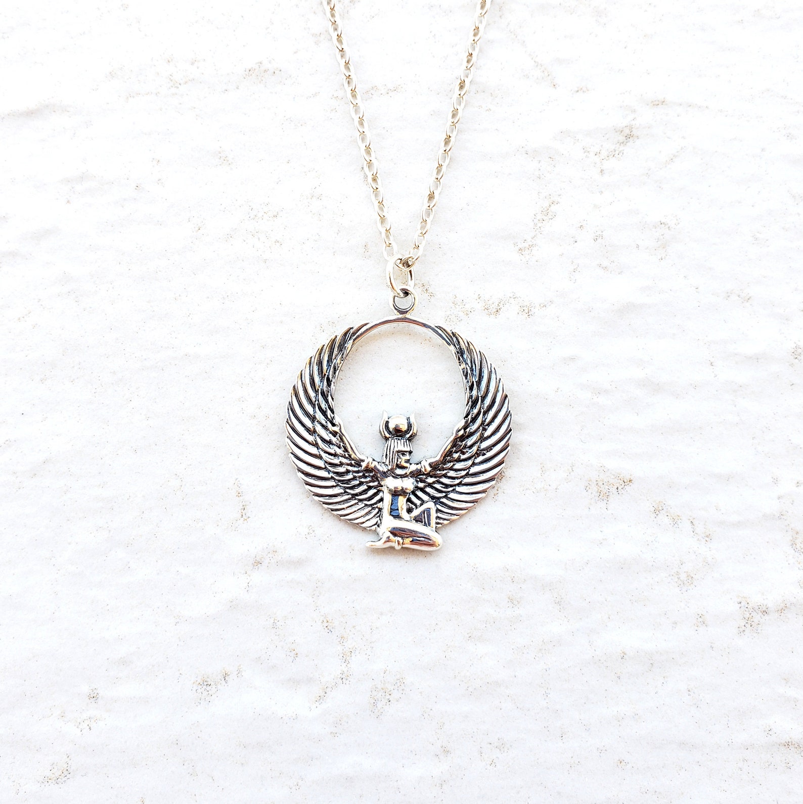 Isis Necklace Silver Egyptian Goddess Pendant Egyptian Jewelry - Etsy
