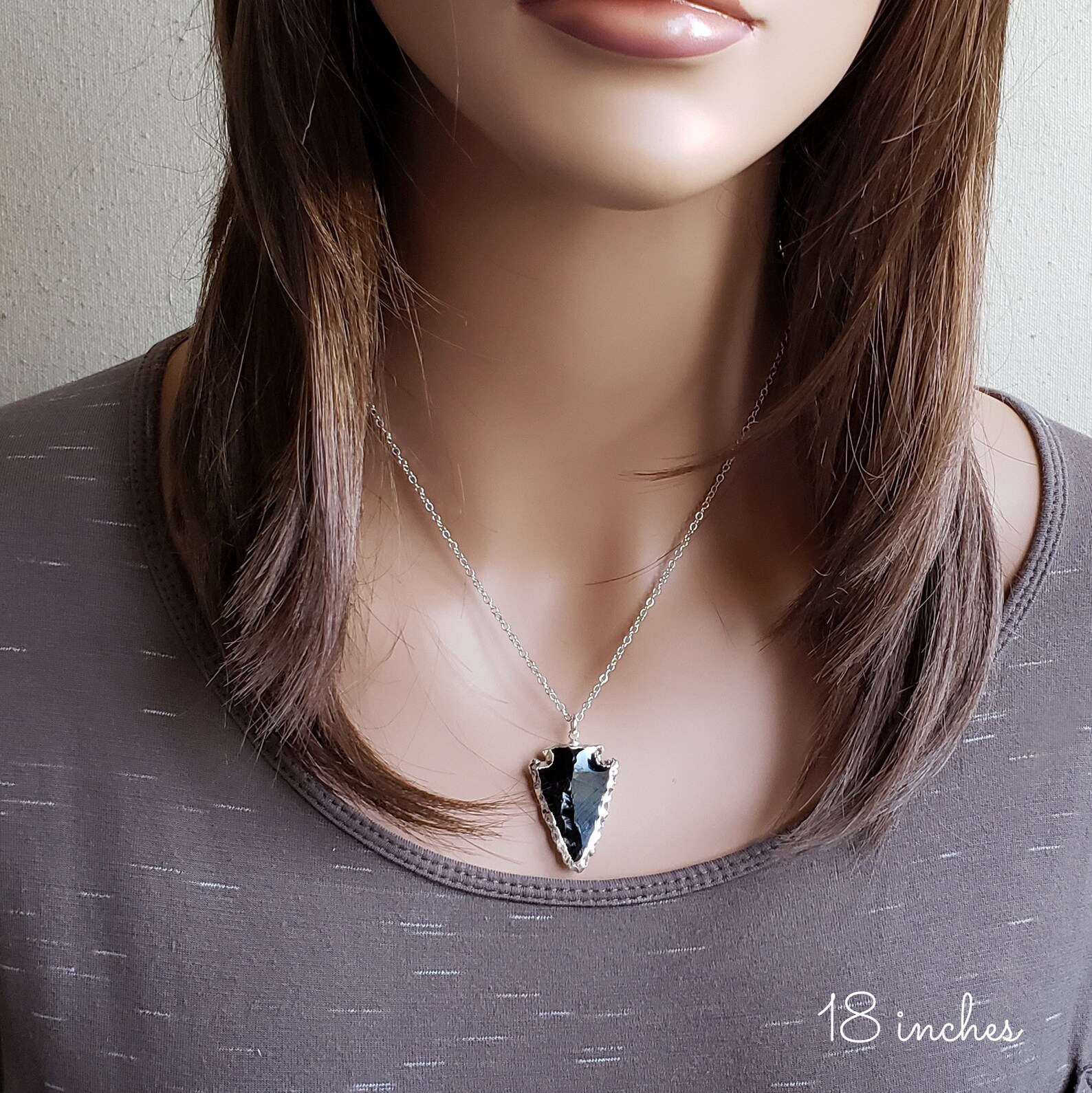 Obsidian Necklace Silver Edged Obsidian Arrowhead Necklace - Etsy