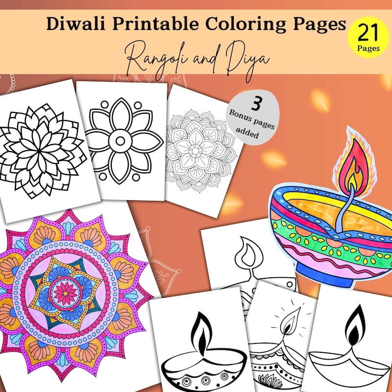 Coloring Pages Diwali - Etsy