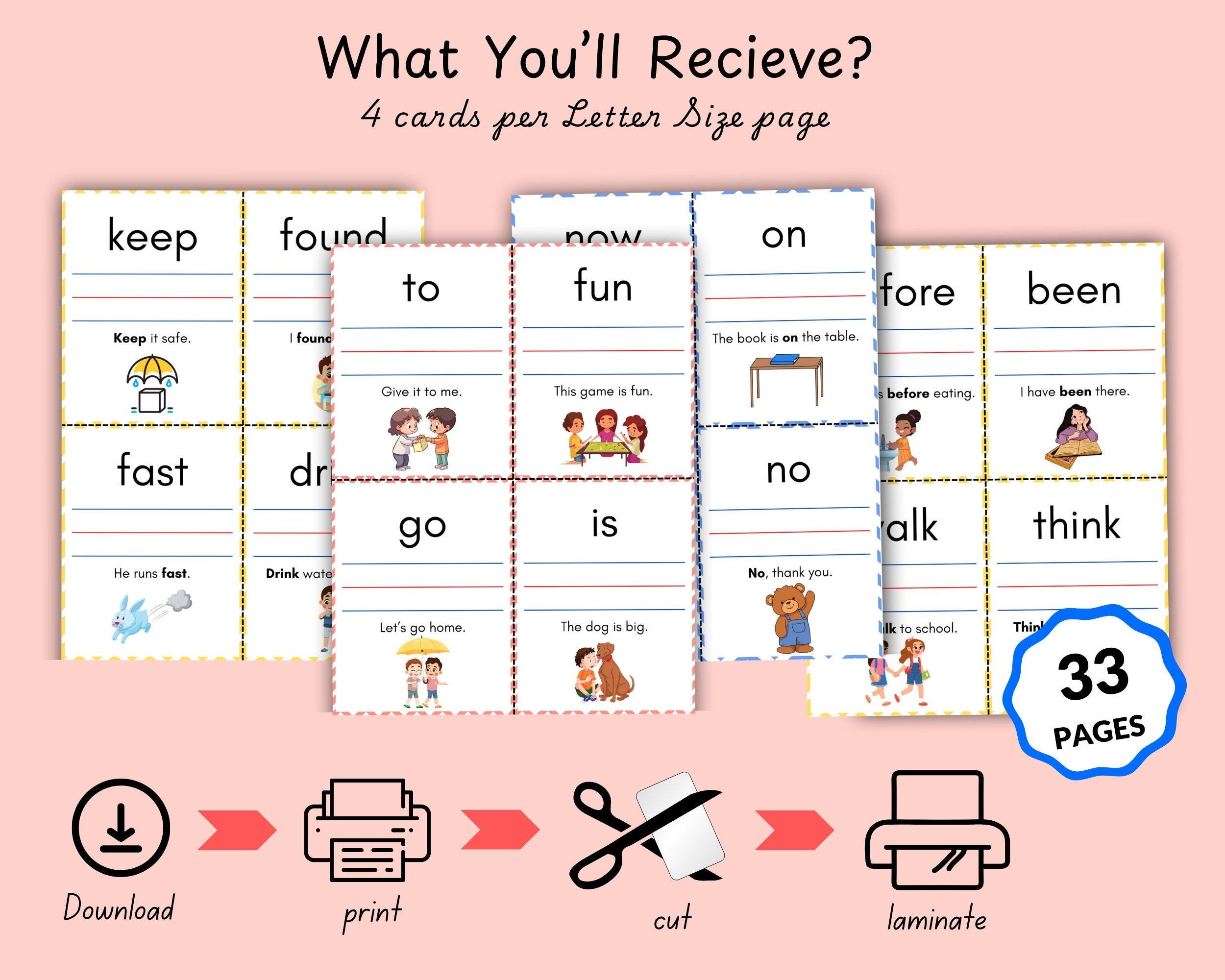 Printable Sight Words Flash Cards for Kids | 128 Dolch & Fry Words ...