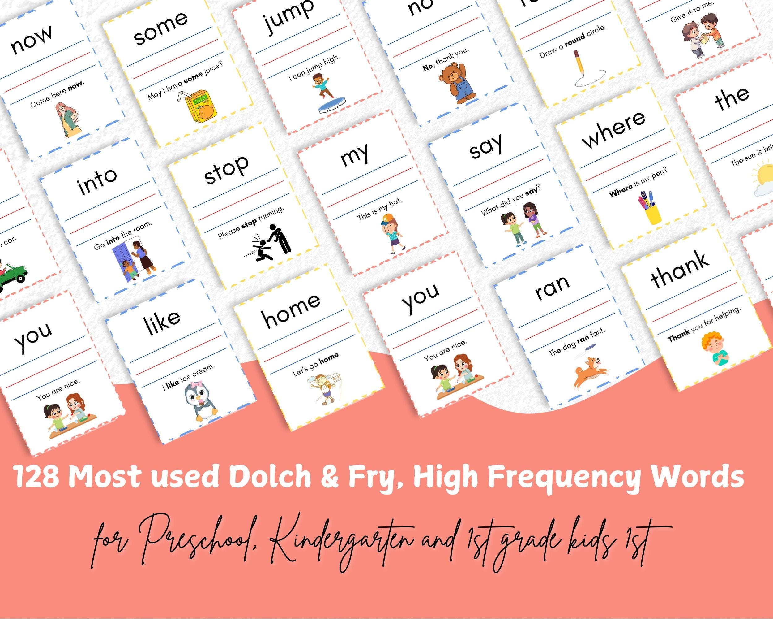 Printable Sight Words Flash Cards for Kids | 128 Dolch & Fry Words ...