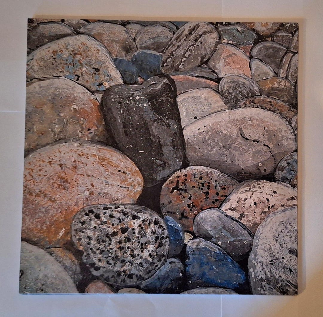 Print of Beach Pebbles Painting unframed - Etsy