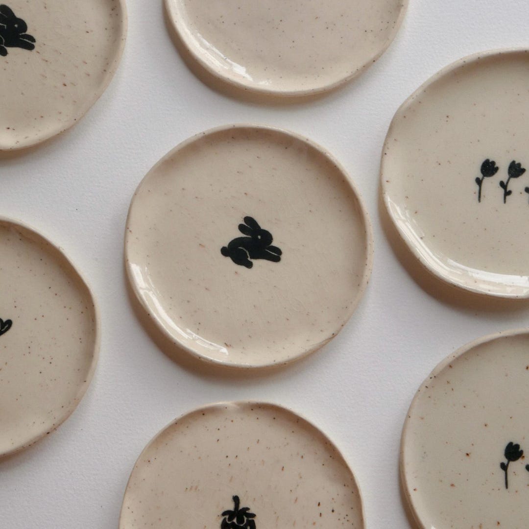 Ceramic Plate, Small Side Dessert Plate, Handmade Handpainted Pottery ...