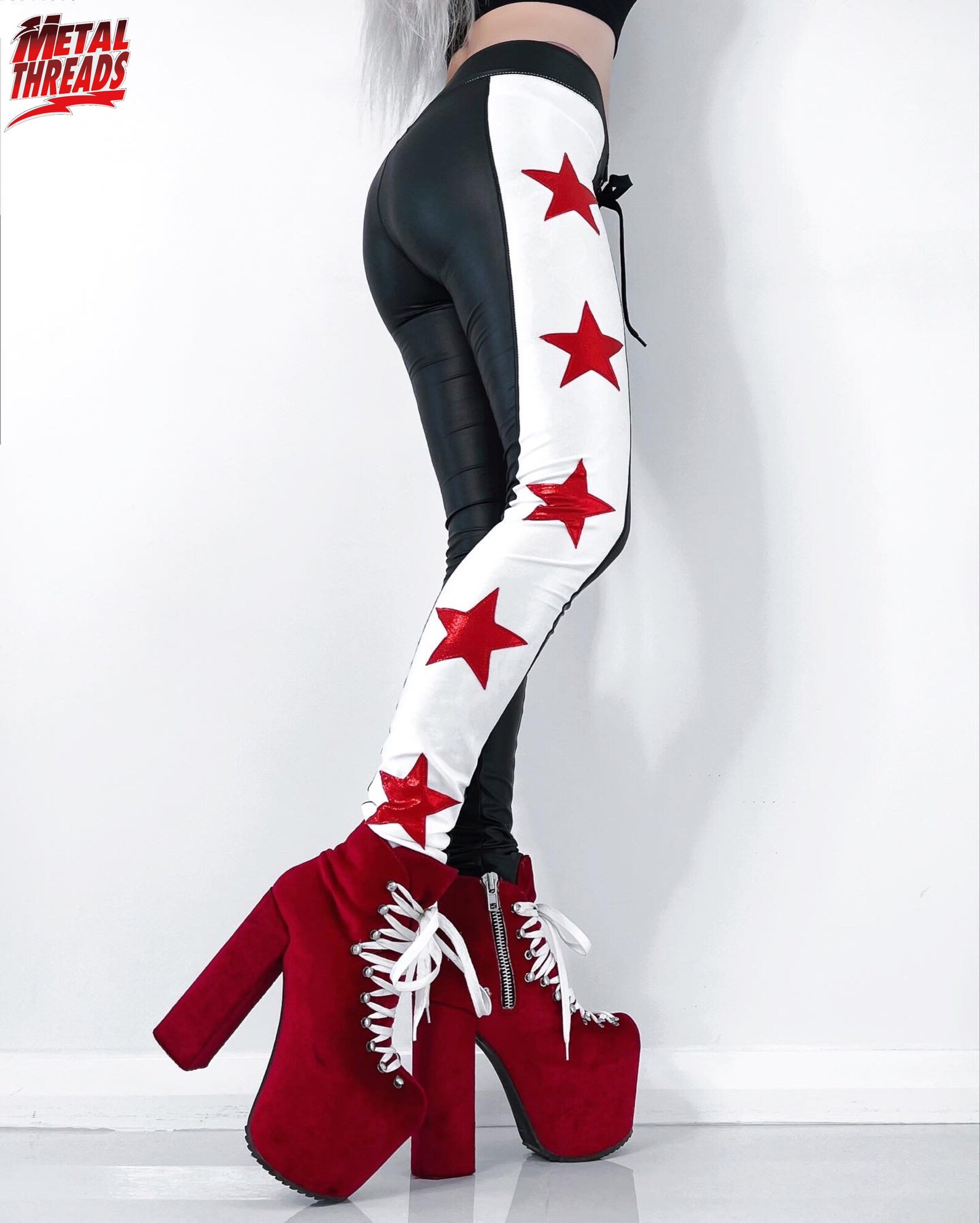 Metal Threads Roxstar Custom Made to Order Spandex Pants Star Lace up Leggings Glam Rock 80's 70 ...