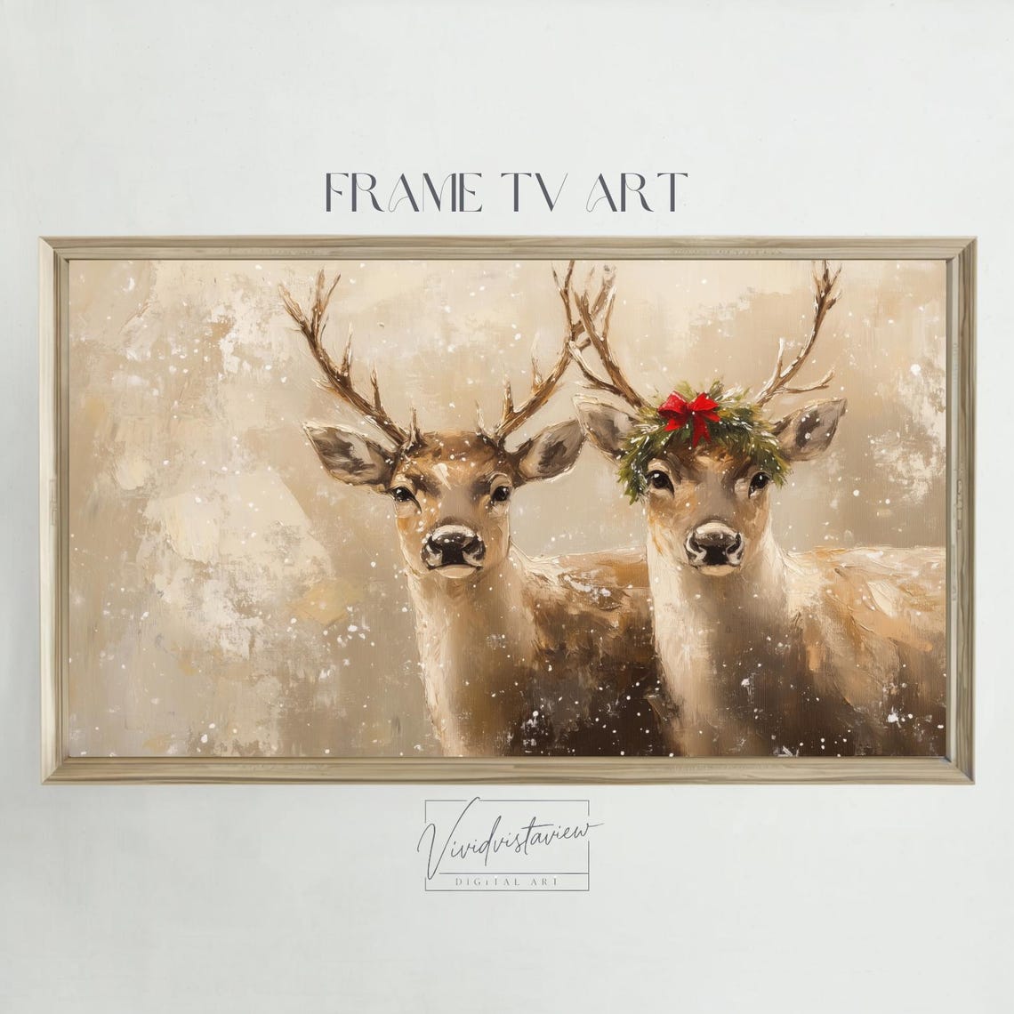 Santa's Goofy Reindeer Digital Art for Frame TV Elegant Woodland ...