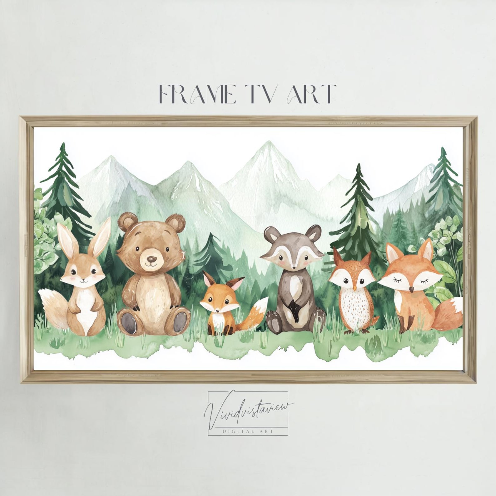 Woodland Animals Frame TV Art - Cute Forest Friends Digital Artwork for ...
