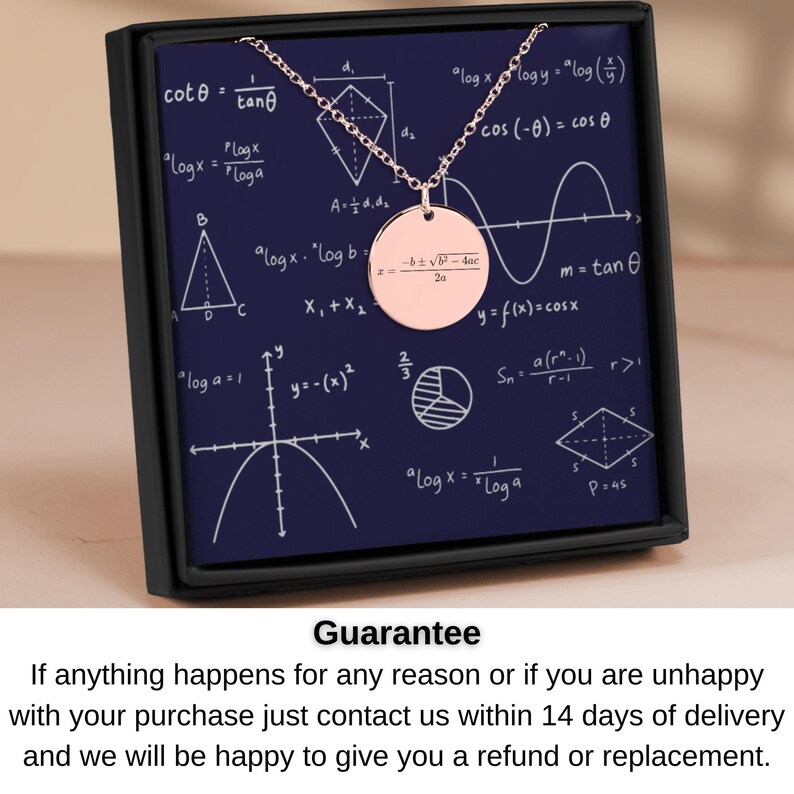 Quadratic Equation Necklace: Stainless Steel Math Pendant, STEM Gift - Etsy