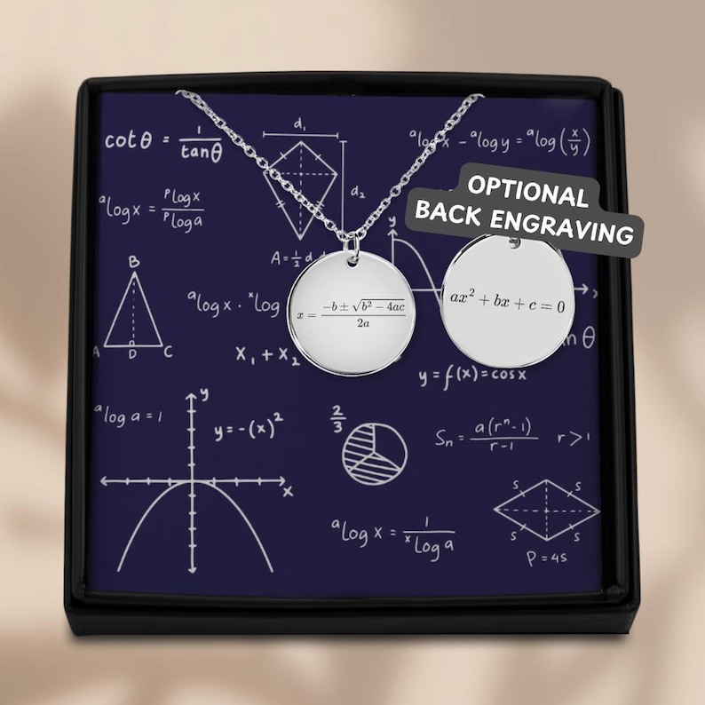 Quadratic Equation Necklace: Stainless Steel Math Pendant, STEM Gift - Etsy