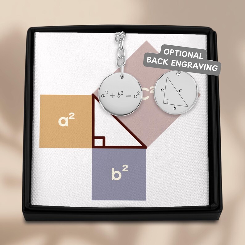 Pythagorean Theorem Keychain • Pythagoras Math Coin Keyring • A2 + B2 ...
