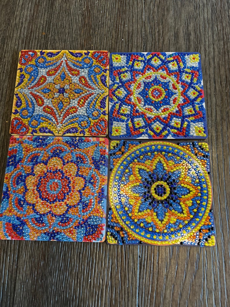 Diamond Art Mandela Coasters With Caddy and Sealant - Etsy