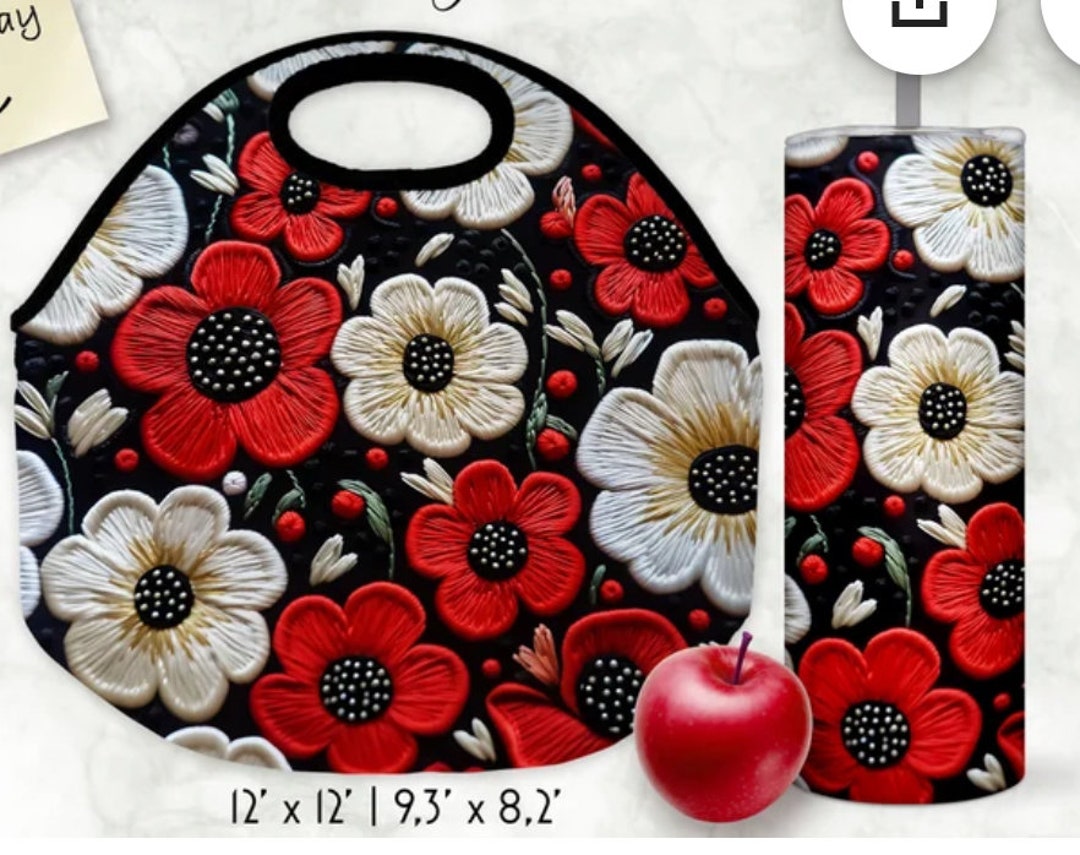 Matching Lunch Bag and Tumbler, Lunch Bag, Zipper, Washable, Insulated ...