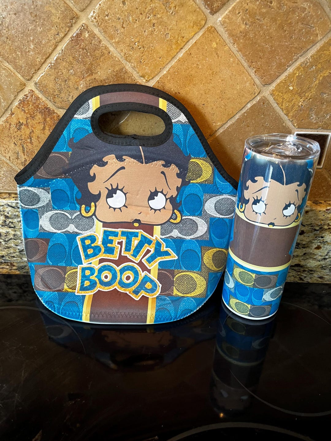 Matching Lunch Bag Betty Boop and Tumbler, Lunch Bag, Zipper, Washable ...